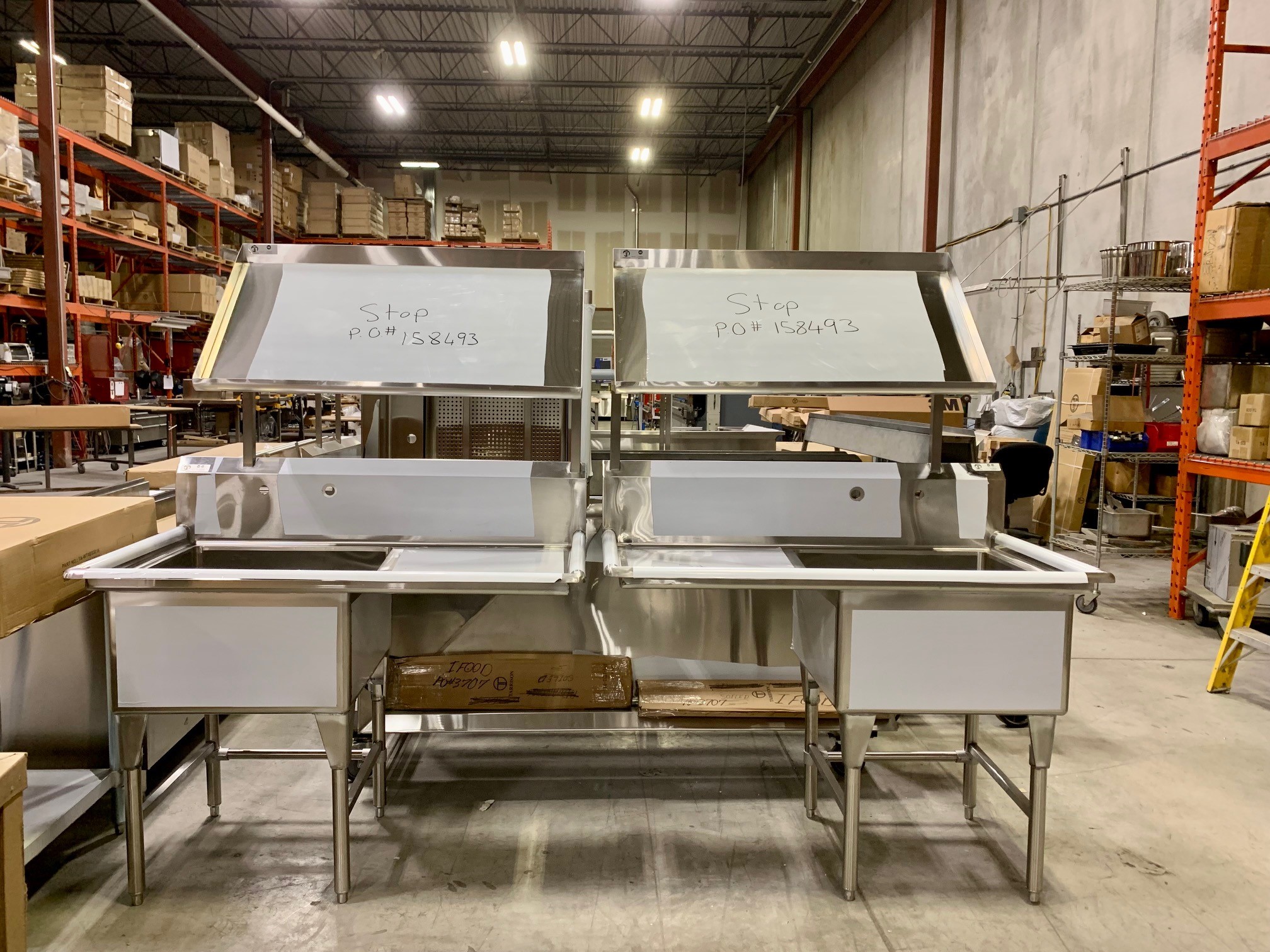 Custom Dishtable Duo with Overhead Racks - Tarrison Products
